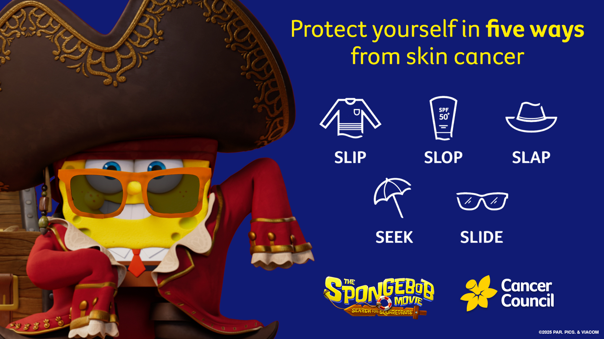 Slip, Slop, Slap, Seek & Slide with SpongeBob this Summer! | Cancer ...